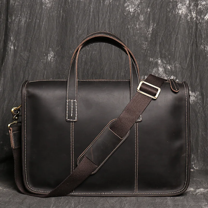 Men-s-Genuine-Leather-Briefcase-Messenger-Bag-14-Inch-Laptop-Bag-Male ...