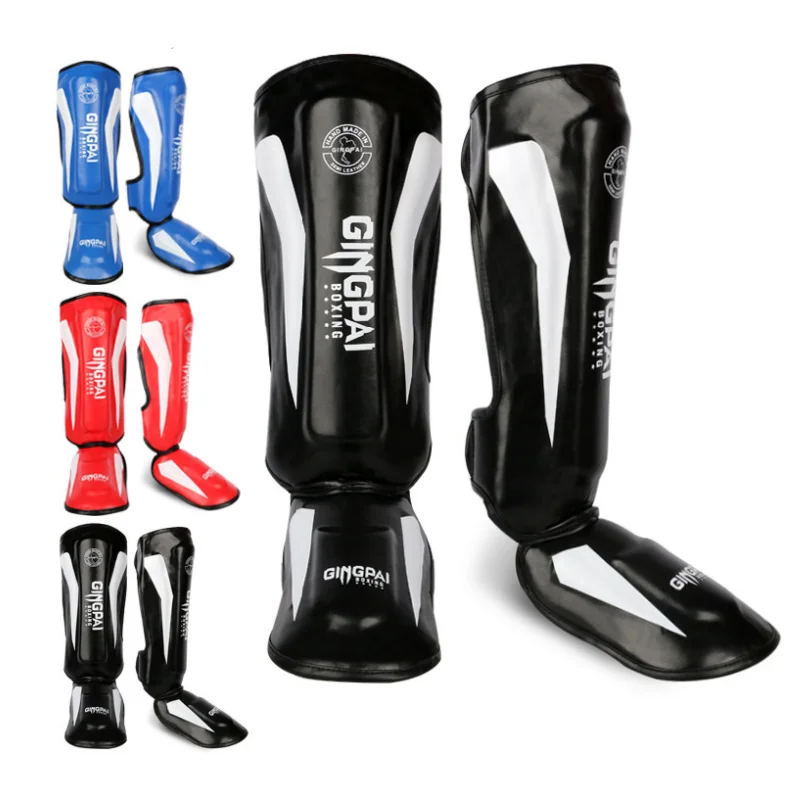 One-Pair-High-Quality-PU-Leather-Boxing-Shin-Guards-Ankle-Protector-MMA ...