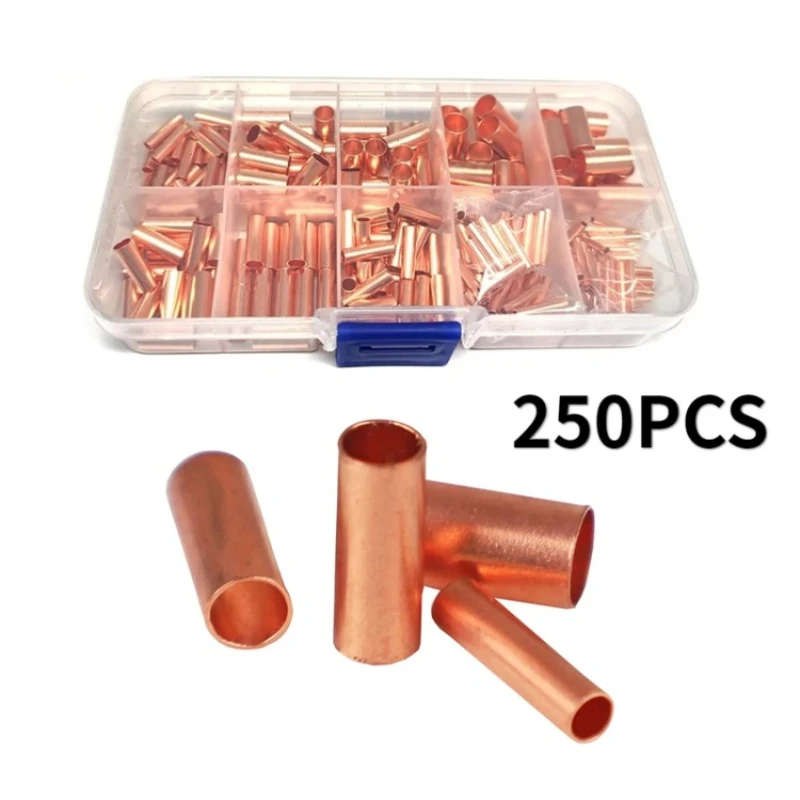 250Pcs Small Copper Connecting Pipe Wire Cable Hole Passing Connecting ...