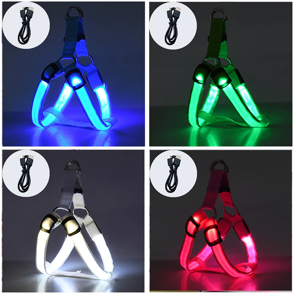 Luminous Dog Harness Charging Anti-Lost/Car Accident Light Dog Breast ...