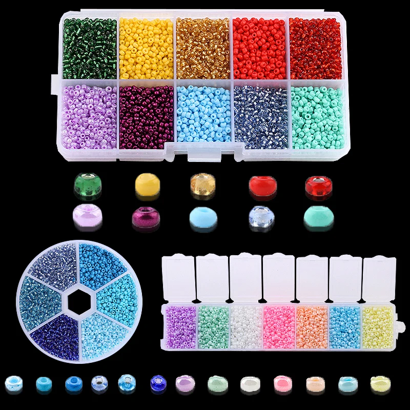 3000-14000PCS 2mm Glass Seed Beads Jewellery Making Supplies DIY ...
