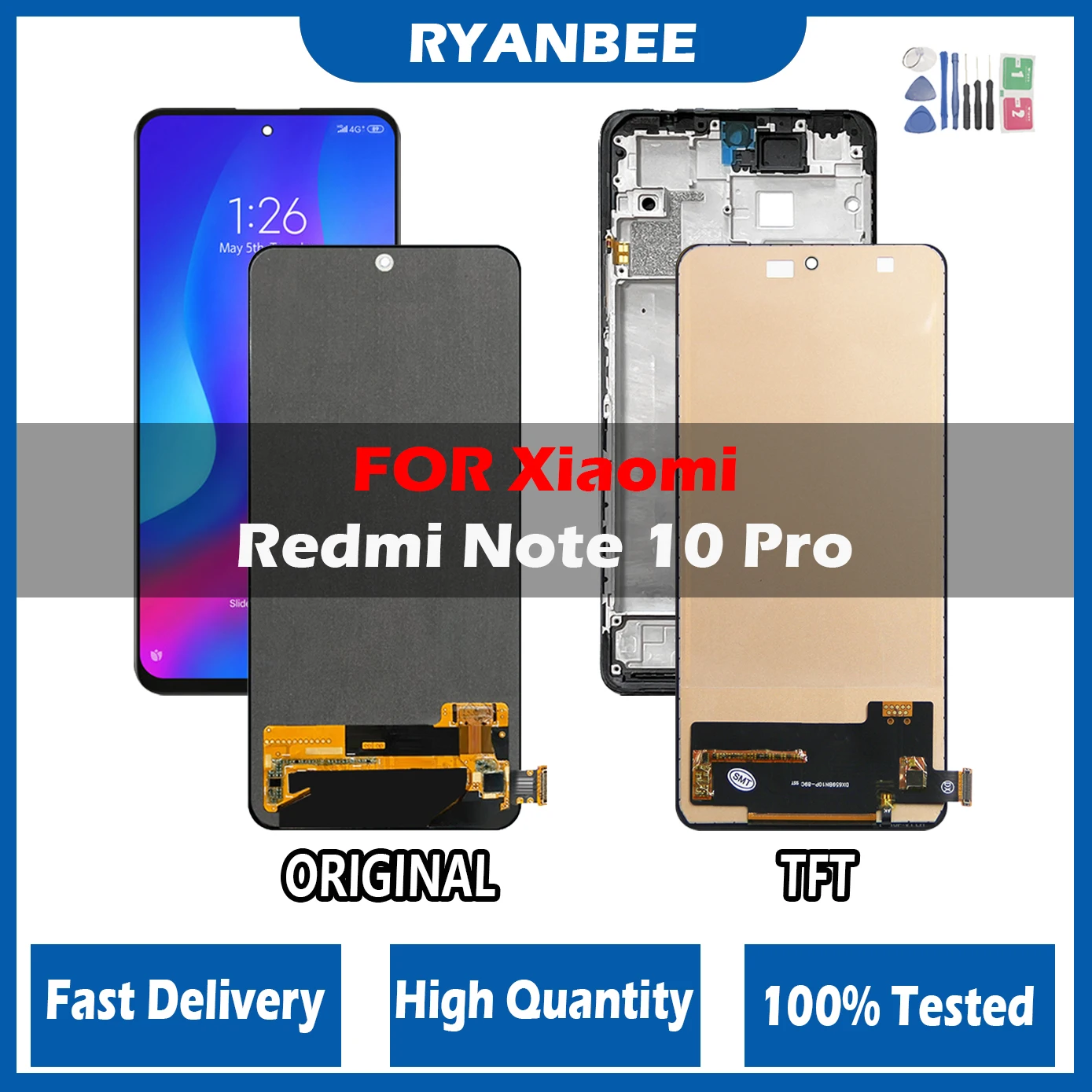 100% Tested 6.67" Original Xiaomi Redmi Note 10 Pro Lcd Display Touch ...