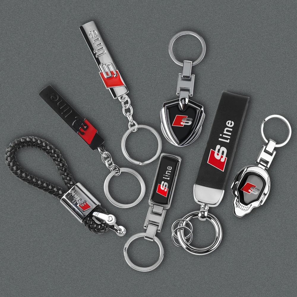 Car-Logo-3D-Metal-Leather-Key-Rings-Keyring-Keychain-For-Audi-S-Line-S3 ...