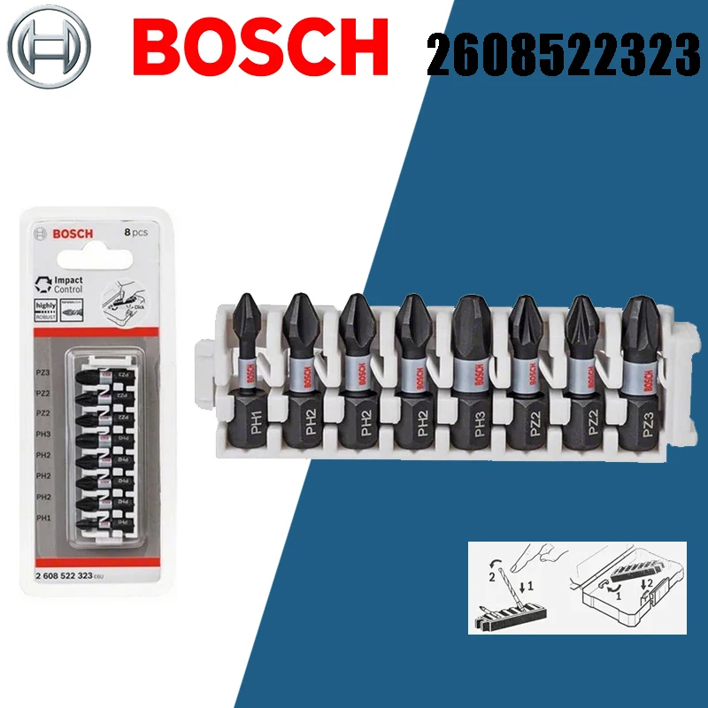 BOSCH-2608522323-8Pcs-Screwdriver-Bit-1-25mm-S2-Steel-Impact-Resistant ...