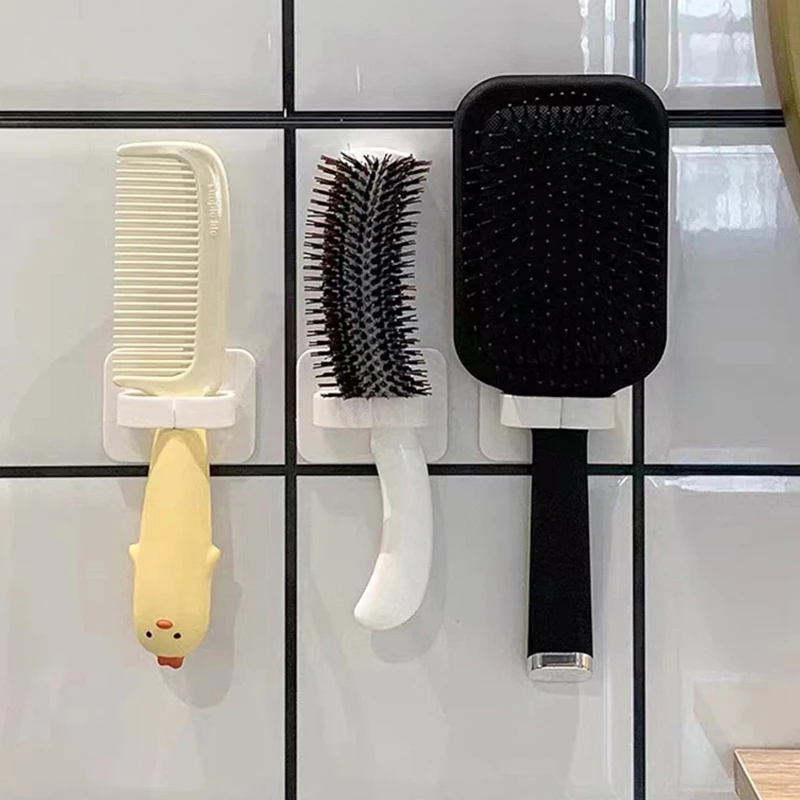 2Pcs-Circular-Hook-Hair-Comb-Brush-Storage-Rack-Punch-free-Wall-Mounted ...