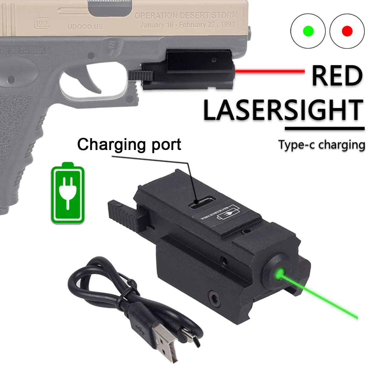 USB-Charging-Red-Green-Laser-Sight-Pointer-Airsoft-Power-Pistol-Laser ...