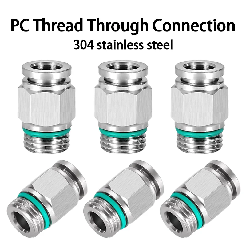 10pcs 304 Stainless Steel PC Pneumatic Quick Connector G Thread Thread ...