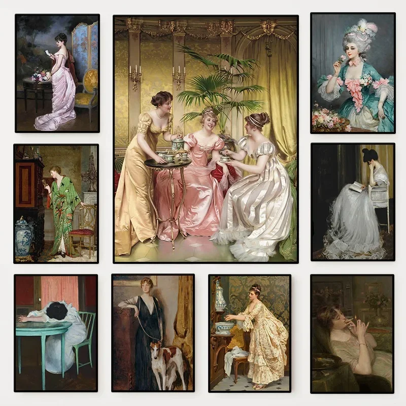 The Renaissance Women Portrait Poster Vintage Victorian Feminine Canvas ...