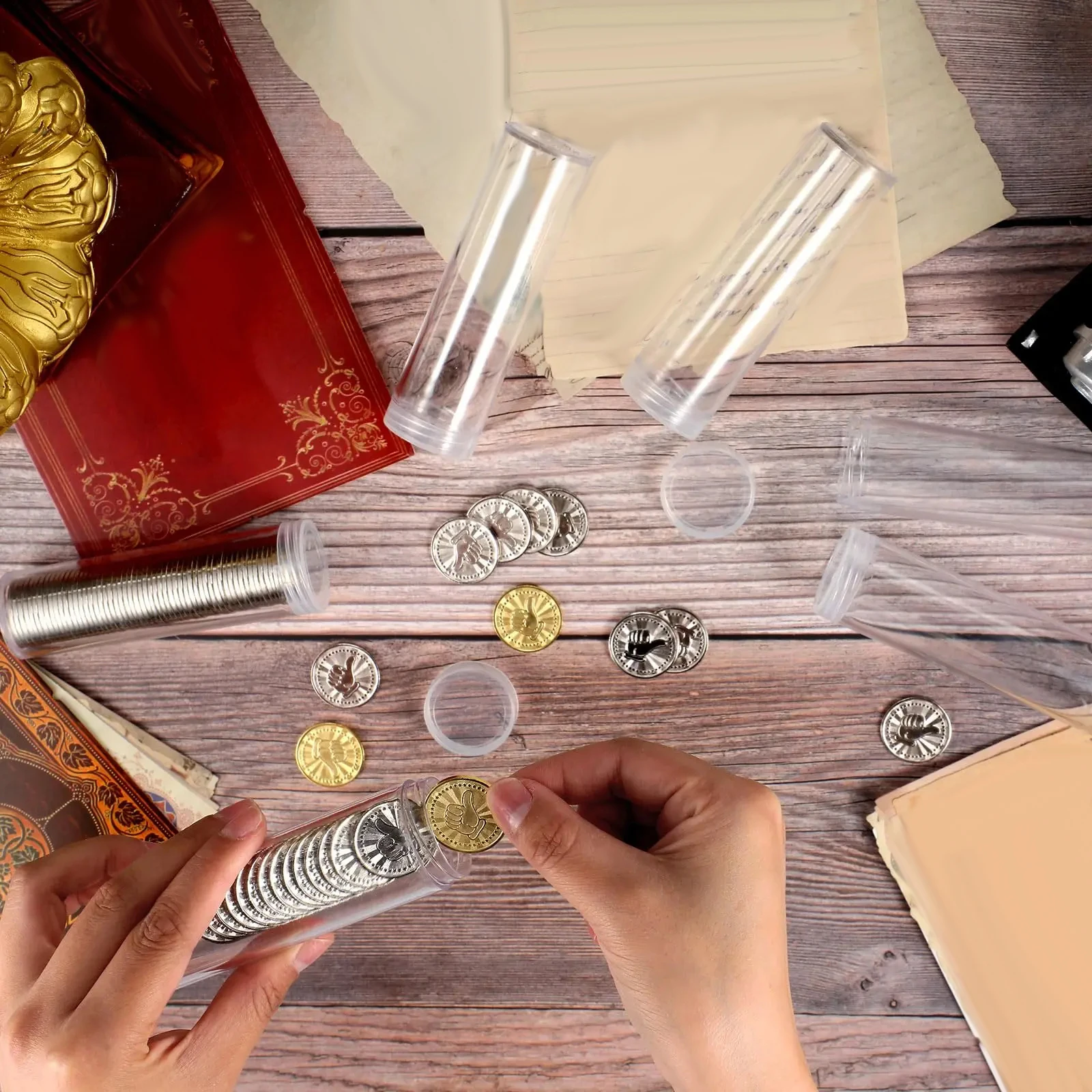 10-Pieces-Coin-Storage-Tube-Round-Storage-Box-Sturdy-Coin-Organizer ...