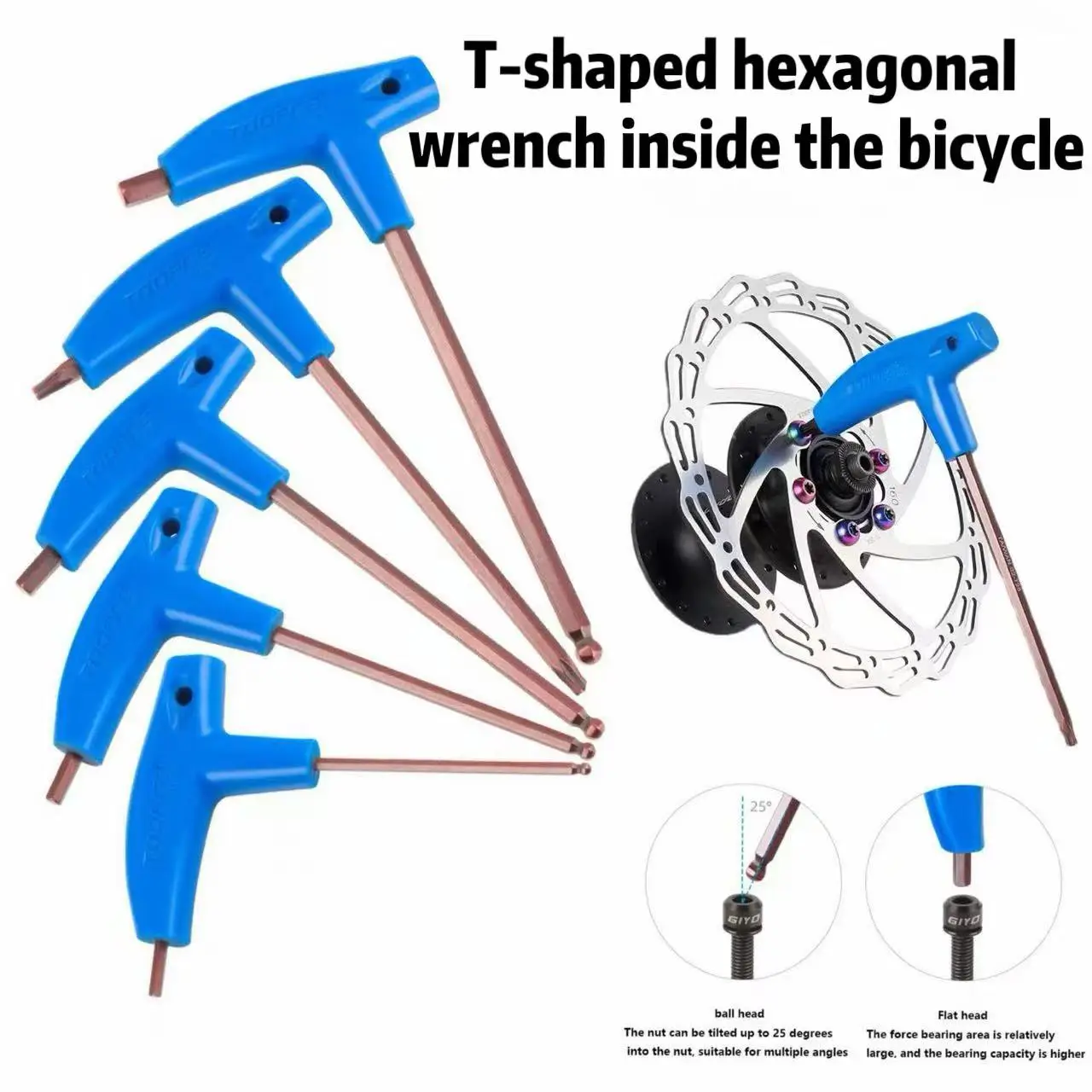 T25 3/4/5/6MM Bike Allen Key Wrench T-Shaped Extended Plastic Handle ...