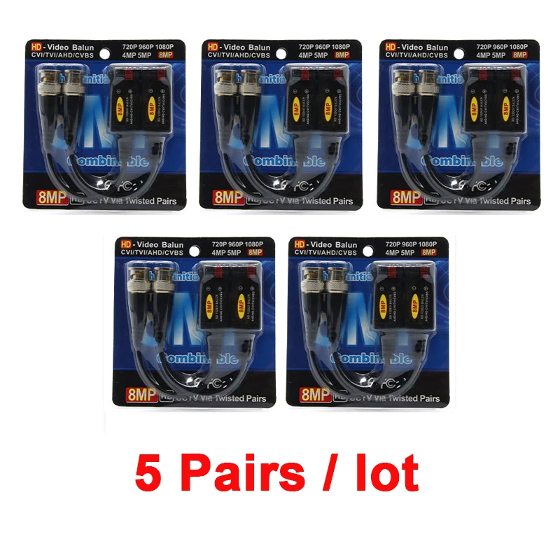 5Pair/10PCS Split Joint Twisted Pair Transmitter Passive HD Video Balun ...