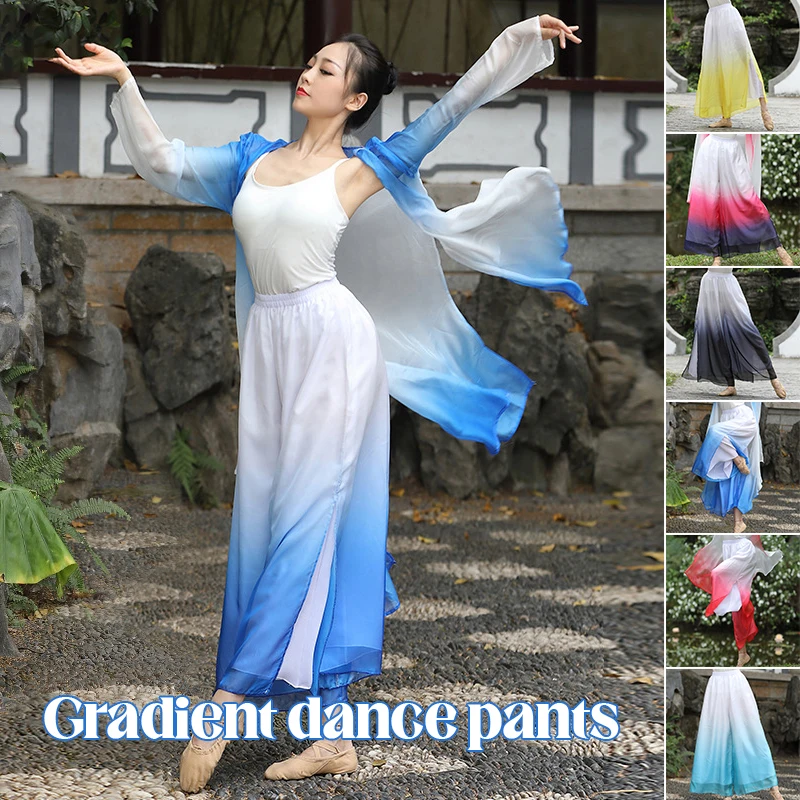 Gradient-Chiffon-Women-Modern-Dance-Pant-Classical-Ethnic-Dance-Elegant ...