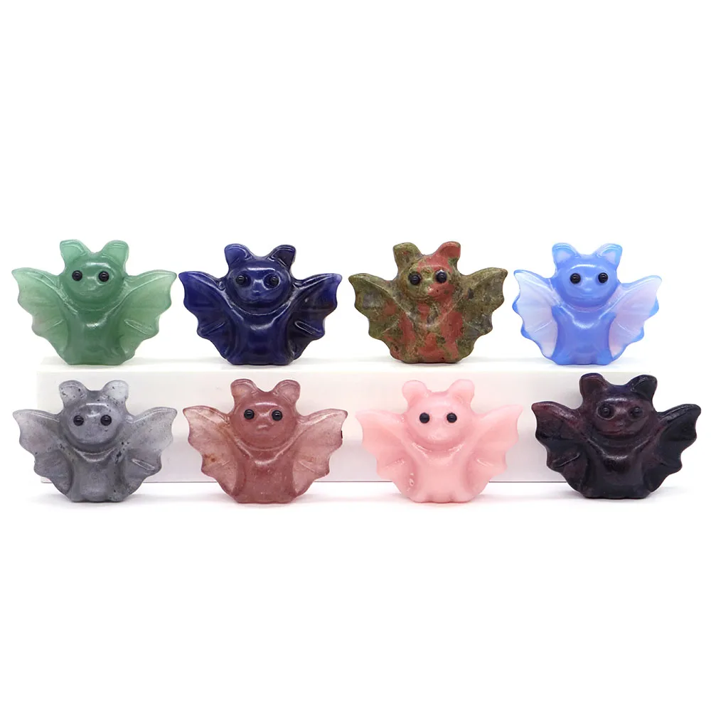 40mm Bat Statue Natural Healing Stones Carving Animal Figurine For ...