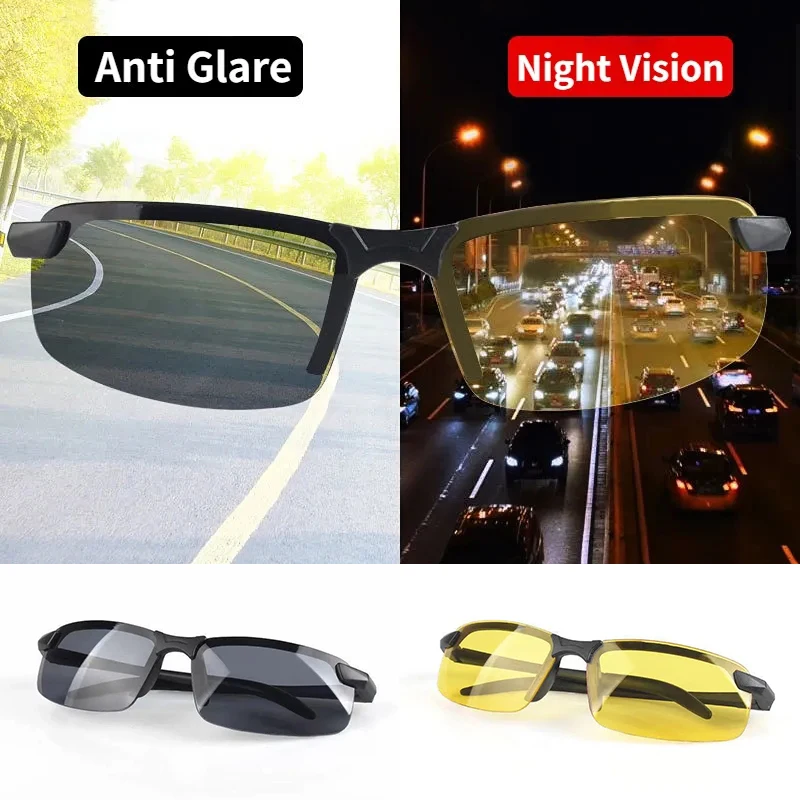 Night-Vision-Glasses-Men-Anti-Glare-Driving-Half-Frame-Sunglasses-for ...