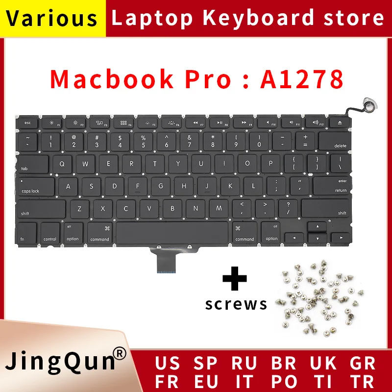 Laptop-Keyboard-For-Macbook-Pro-13-A1278-US-UK-Russian-German-French ...