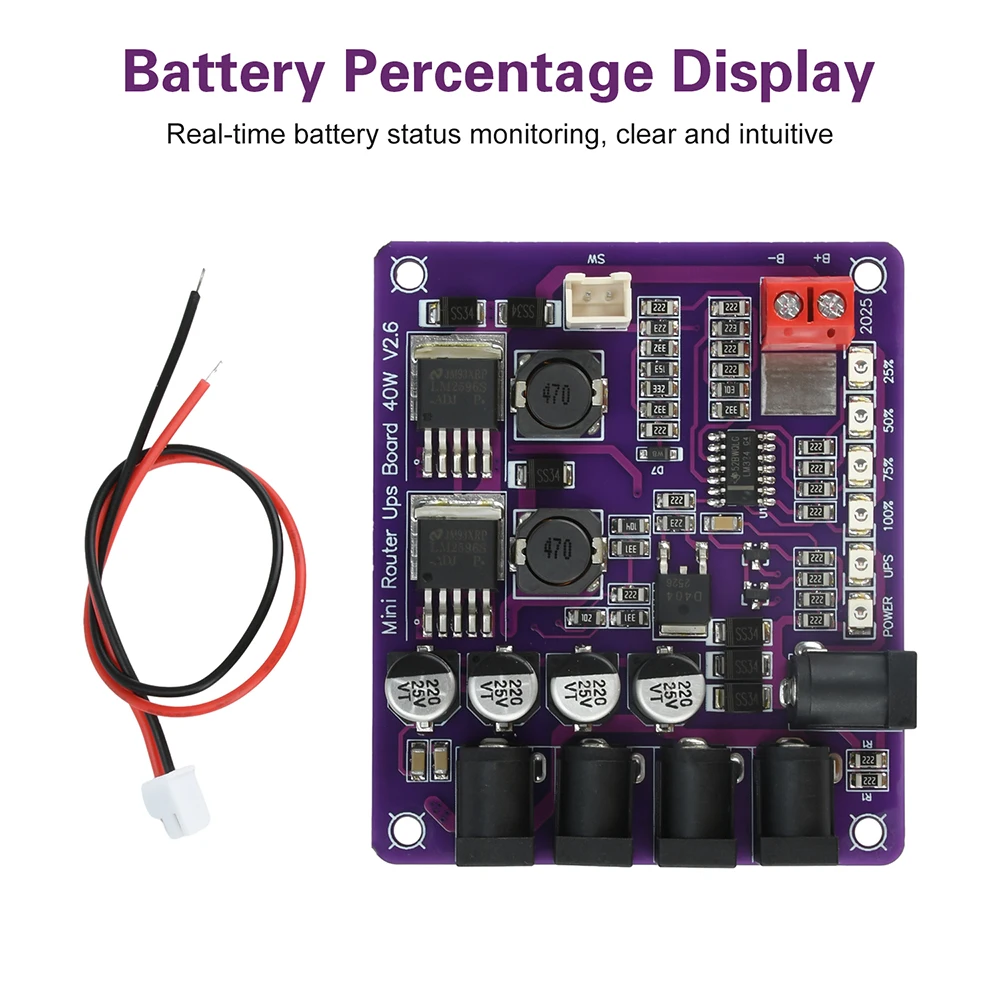 40W Uninterruptible Power Supply Module 4-Channel Output Battery ...