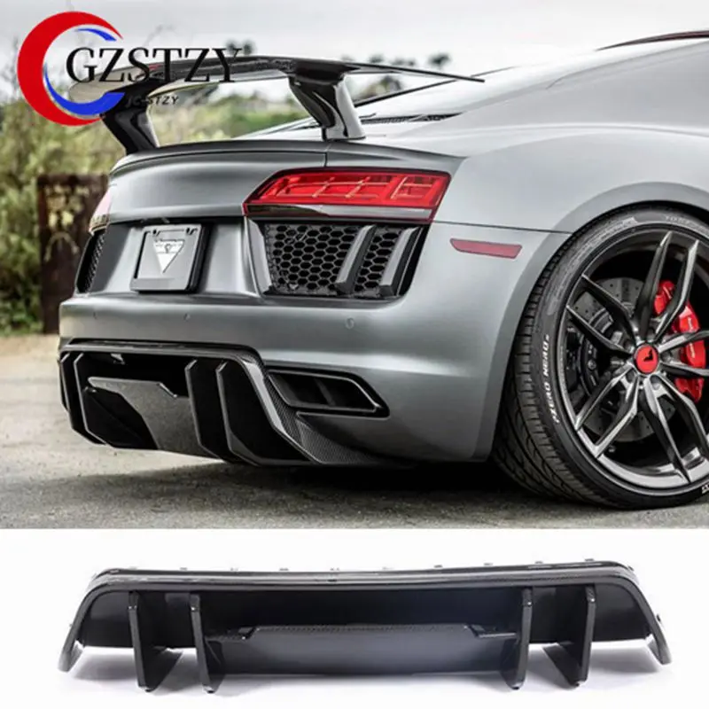 R8 Real Carbon Fiber Material Rear Lip Bumper Shovel Diffuser Car ...