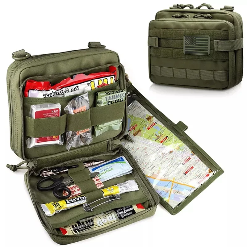 더블 레이어 디자인의 전술 대형 관리 파우치 Molle Edc Emt 유틸리티 파우치 지도 슬리브 모듈러 도구 파우치