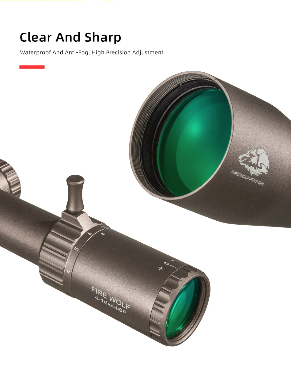 FIRE WOLF DE 4-16x44 SF Scope Rifle Hunting 30mm 1/10Mil Turret Adjust ...