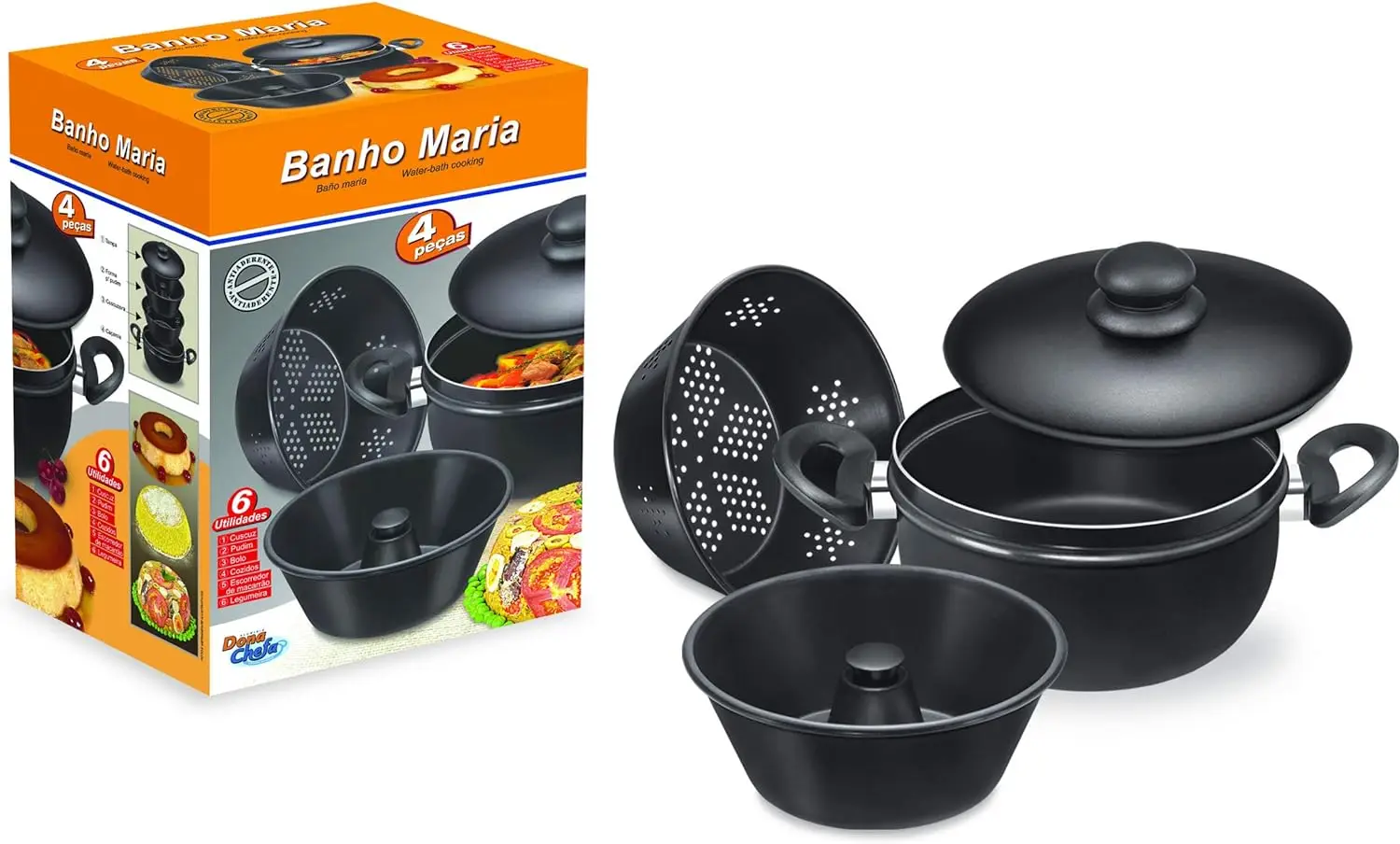 Mary-Bath pudim de cuscuzeiro, fritadeiras e potes, preto, maria médio ...