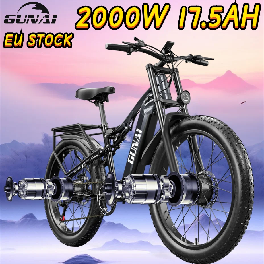 GUNAI-bicicletta-elettrica-2000W-doppio-motore-48V-17-5AH-batteria ...