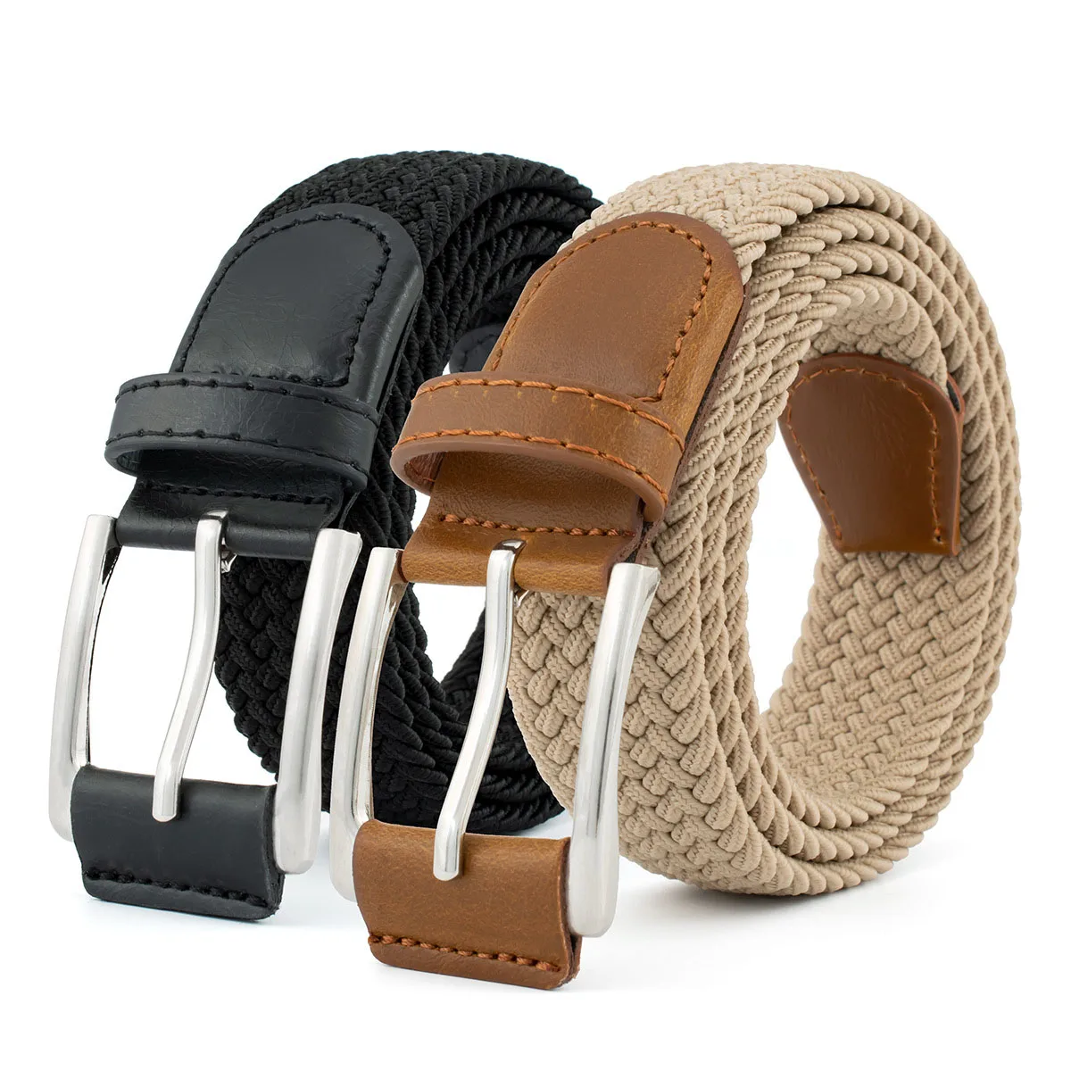 1pc Stretch Woven Braided Belt for Men Women Junior Casual Jeans Pants ...