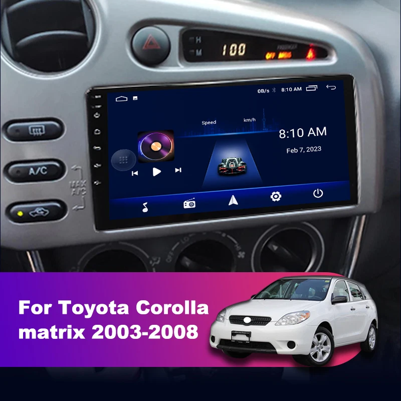 Android 12.0 Car Radio Multimedia Player For Toyota Corolla Matrix 2003 ...