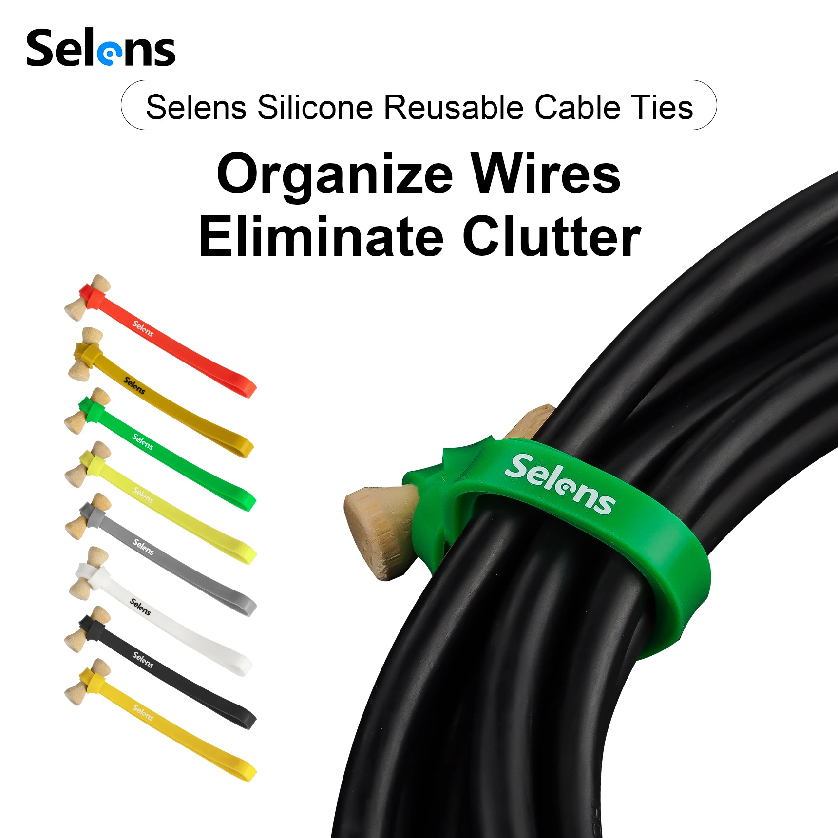 Selens-1-Set-8-Color-Multifunction-Silicone-Reusable-Cable-Ties-14cm ...