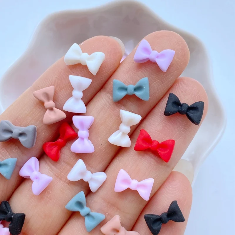 100Pcs-New-Cute-Mini-6-9mm-Resin-Bow-Flatback-Ornament-Jewelry-Manicure ...