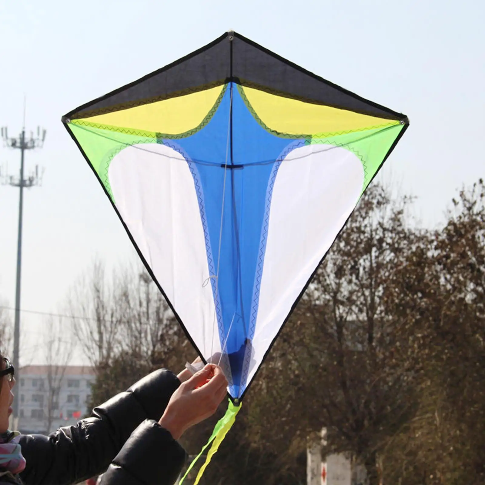Color Block Fly Kites Easy to Assemble Diamond Kite for Adults Trip ...