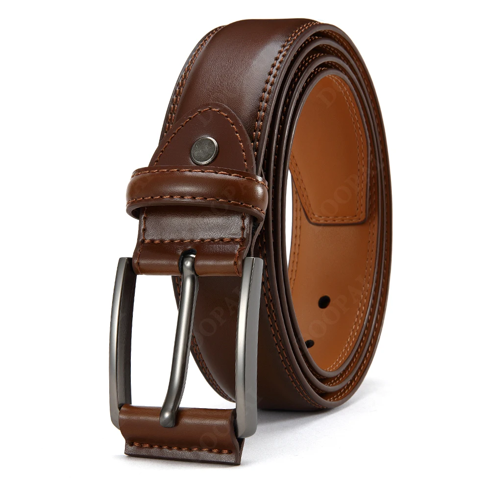 Men Belts High Quality Genuine Leather LONG Large Pin Buckle Metal ...