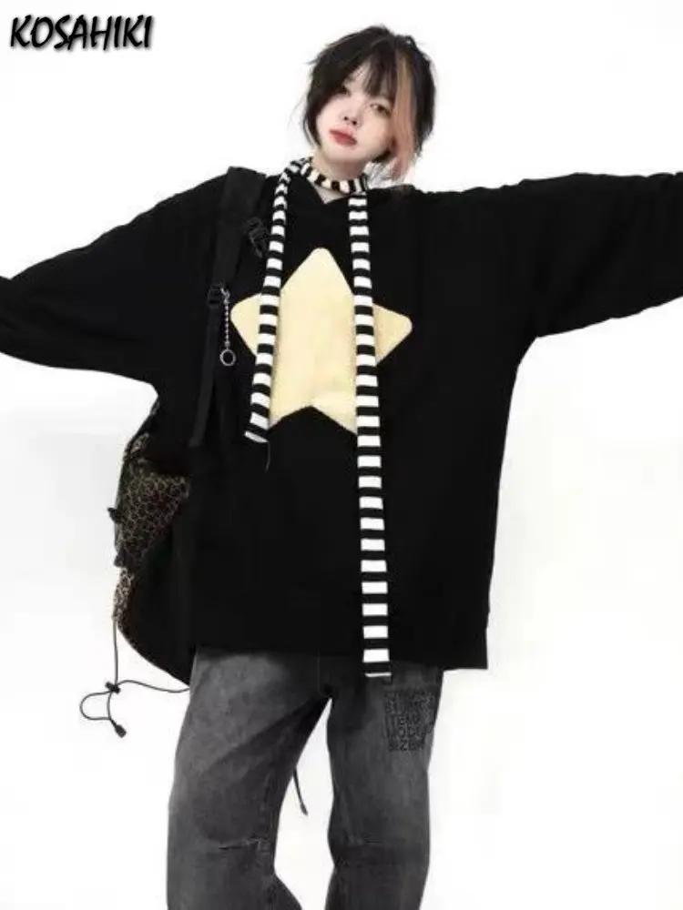 KOSAHIKI-Sudadera-con-capucha-para-mujer-ropa-con-estampado-de-estrellas-g-ticas-estilo-Harajuku ...