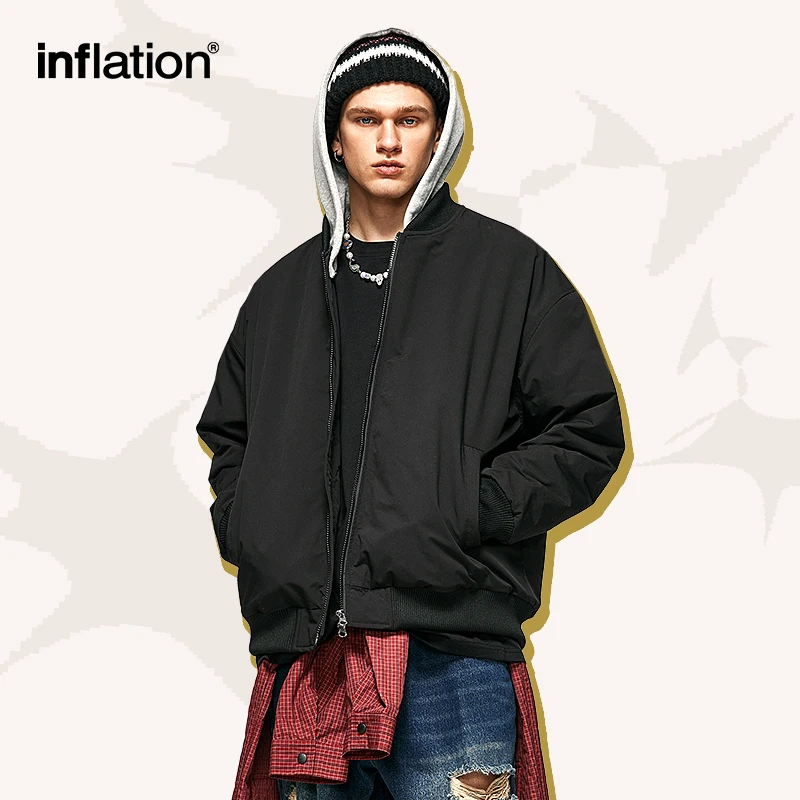 INFLATION-Colorblock-Detachable-Hooded-Bomber-Coat-Men-Winter-Warm-Fake ...
