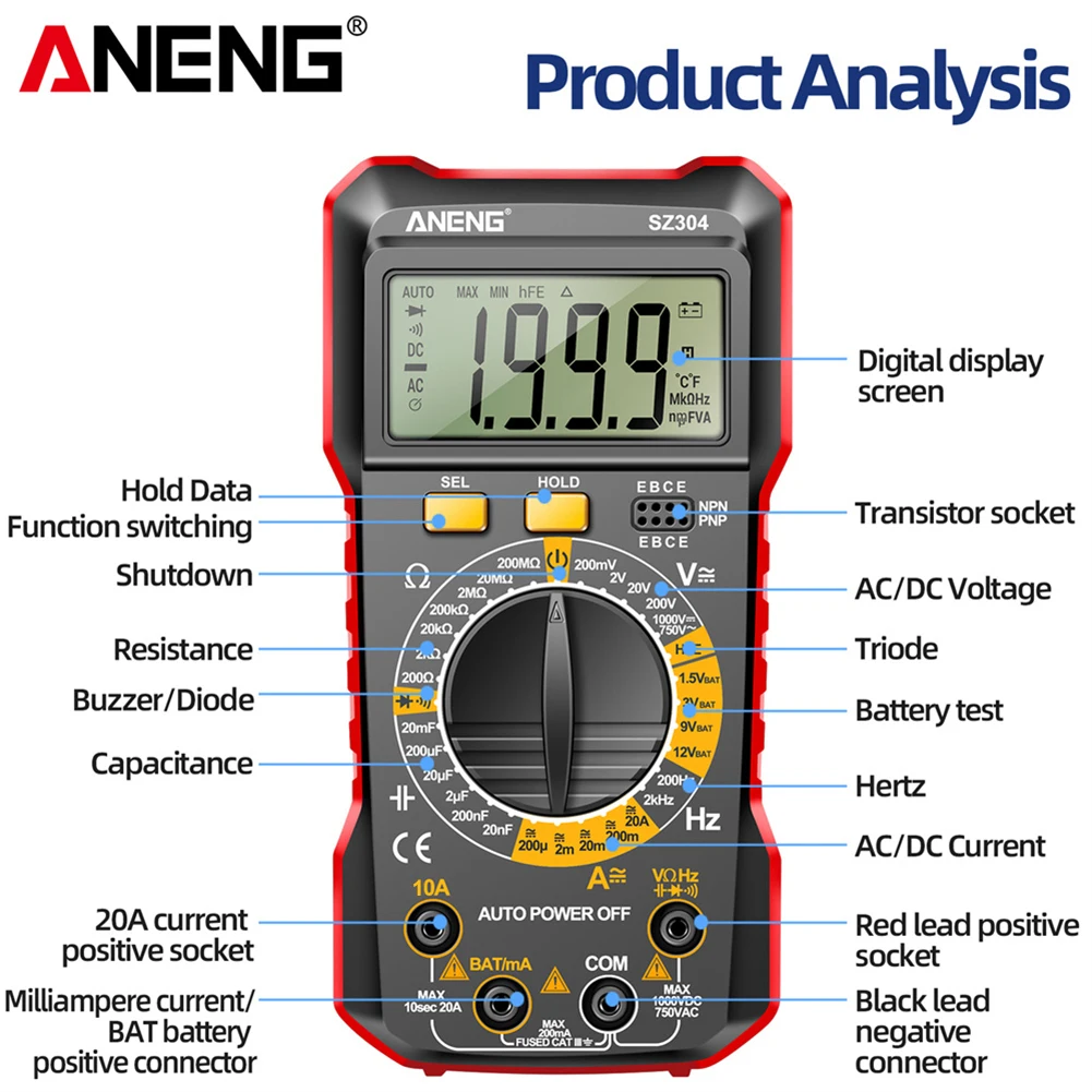 Intelligent-Multimeter-Auto-Ranging-AC-DC-Voltage-Tester ...