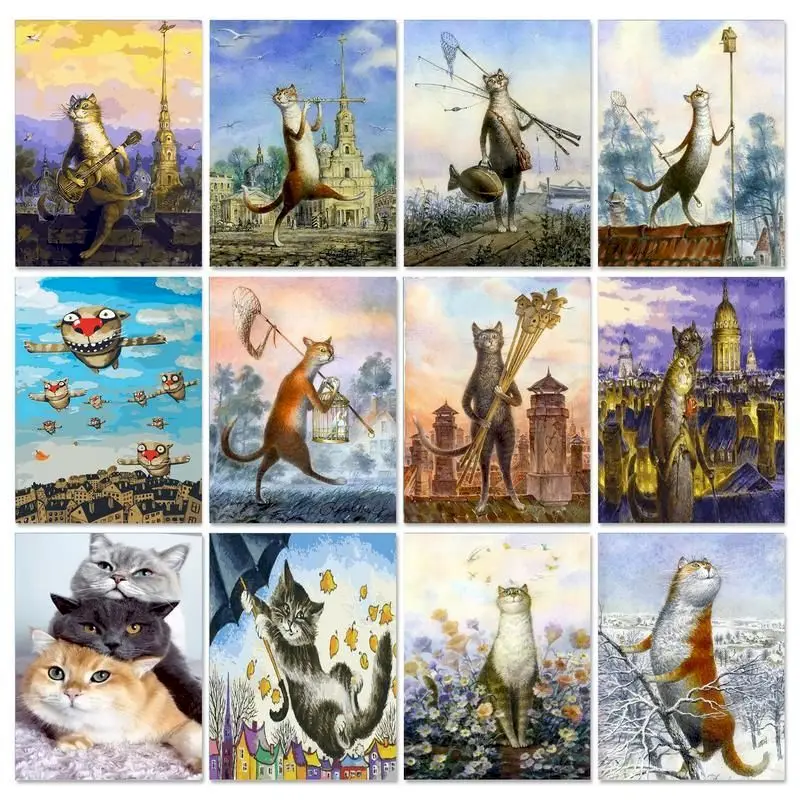 GATYZTORY-40x50cm-Painting-by-numbers-Cat-Digital-Painting-On-Canvas ...
