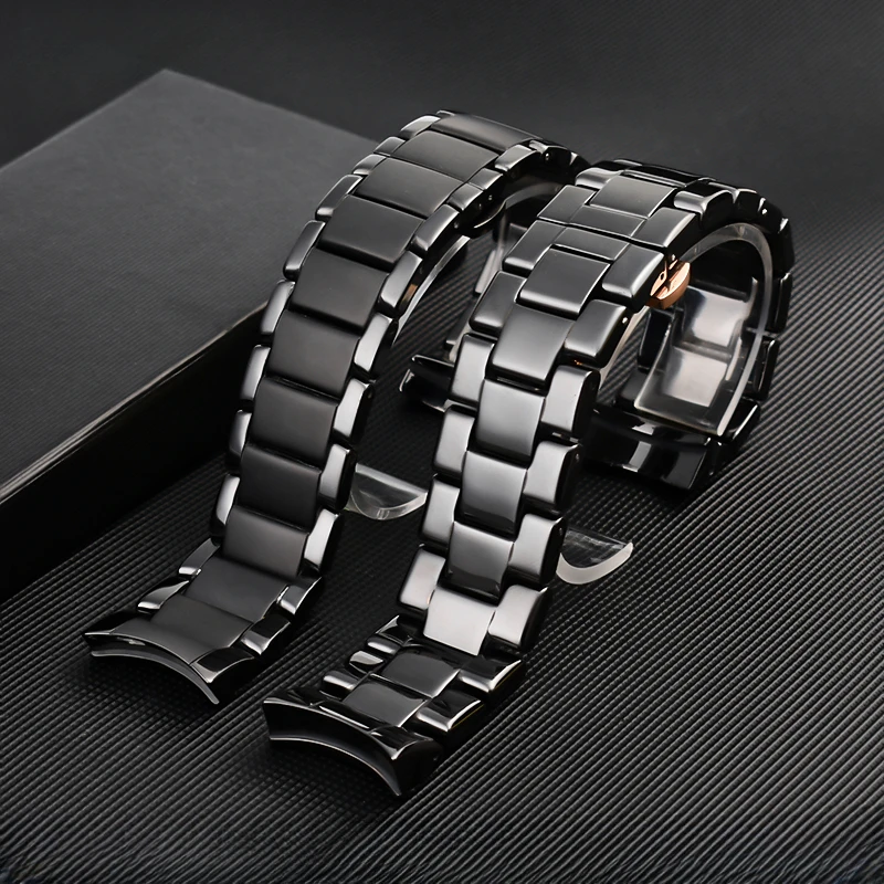 For-Armani-Ceramic-Watch-Band-Ar1452-Ar1451-Frosted-Watch-Strap-Black ...