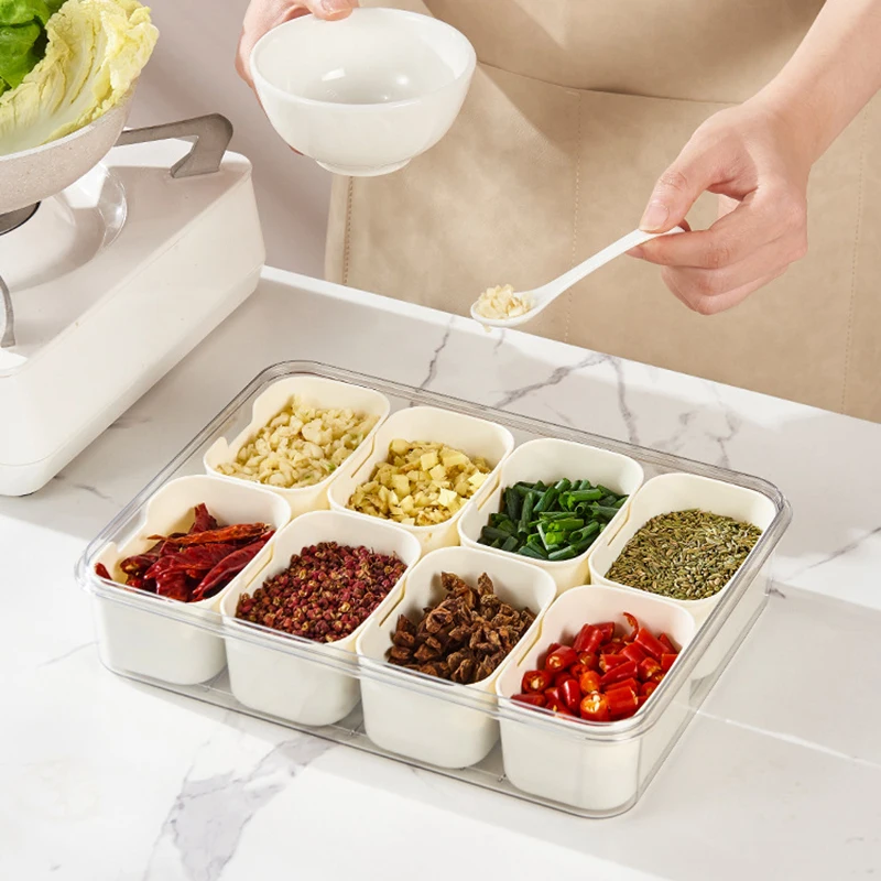 4-8-Compartments-Divided-Serving-Tray-With-Lid-Veggie-Tray-Portable ...
