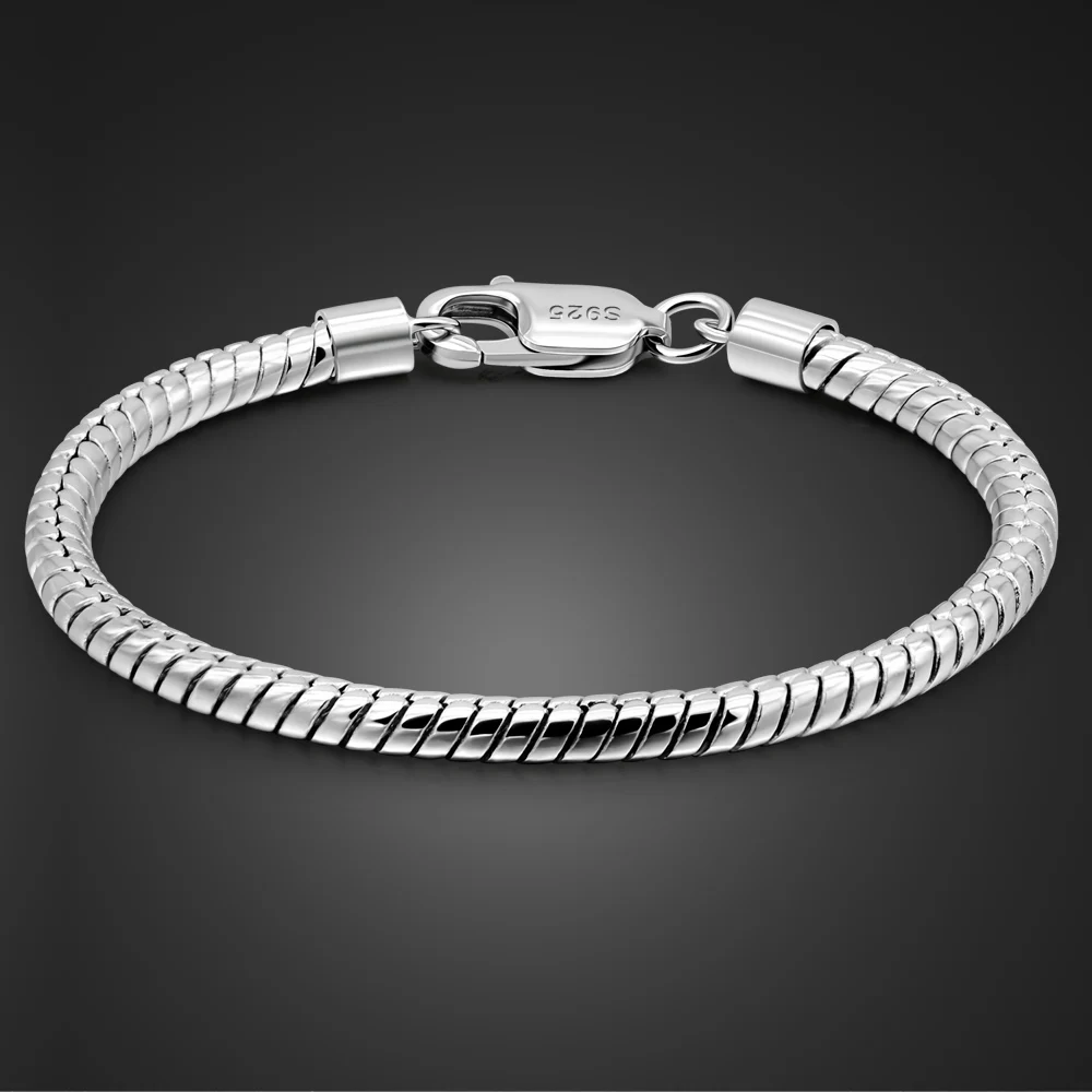 Classic-Snake-Chain-Bracelet-Bangle-For-Men-Women-Vintage-925-Sterling ...
