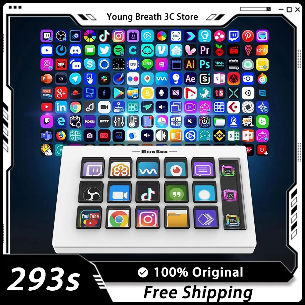 Mirabox-miniteclado-Visual-Streamdeck-293s-15-teclas-bot-n-Lcd ...