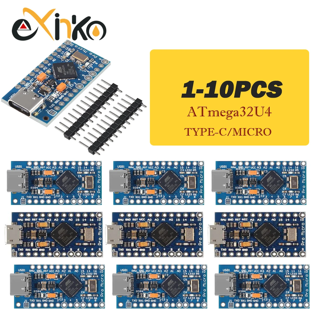 1-10pcs New Pro Micro for arduino ATmega32U4 Module with 2 row pin ...