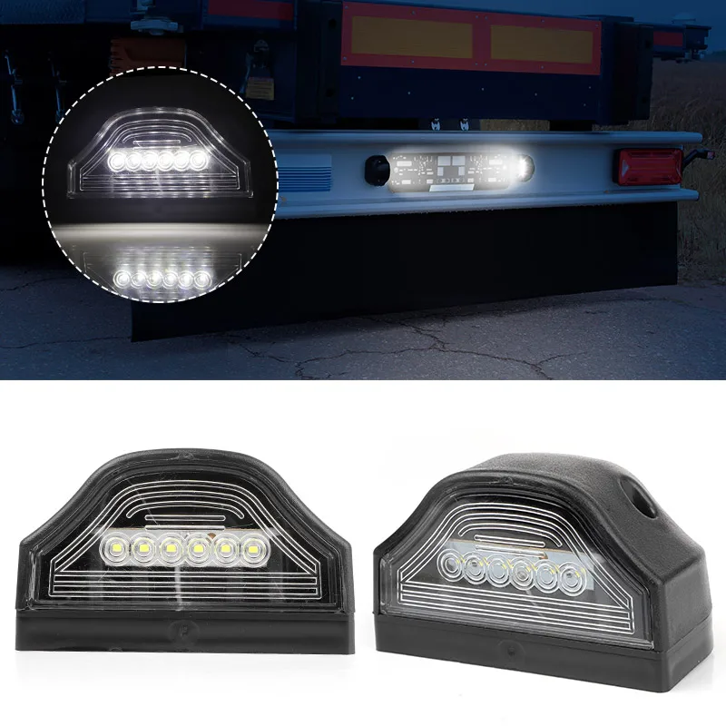 12V 24V 6 LED Motorcycle License Plate Light White Number Plate Lamp ...