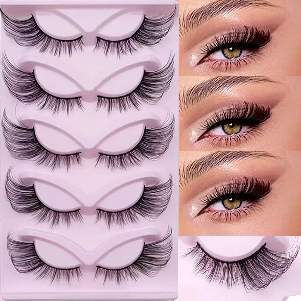 5-Pairs-Fox-Eye-Lashes-24mm-Wispy-Faux-Mink-Lashes-Fluffy-Cat-Eye ...