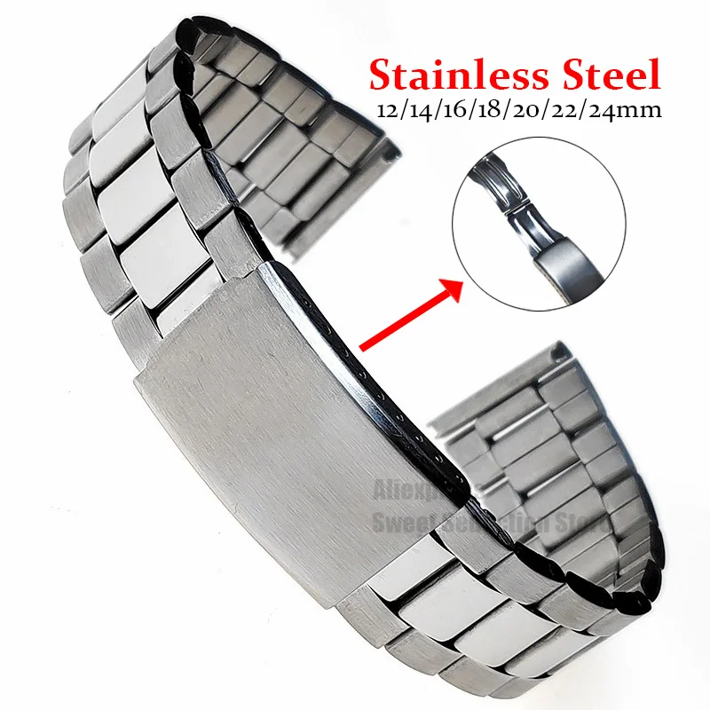 3-bead-Stainless-Steel-Watch-Strap-12mm-14mm-16mm-18mm-20mm-22mm-24mm ...