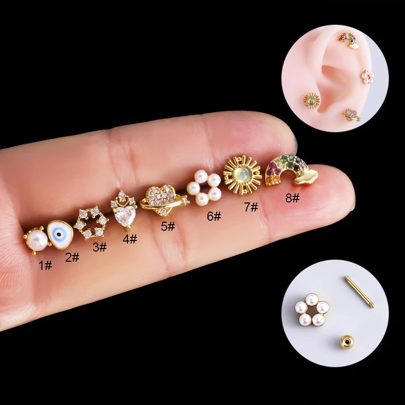 1piece Stainless Steel Stud Earring For Women 2023 Fashion Zircon Shell ...