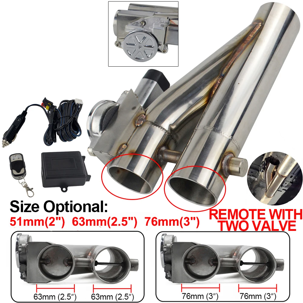 Universal 2" 2.25'' 2.5'' 3" Double Valve Electric Exhaust Cut Out ...