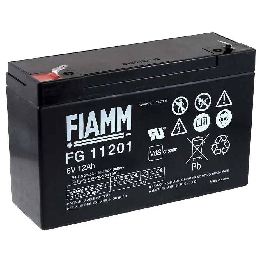 FIAMM-plum-sealed-battery-FG11201-Vds-6V-12Ah-72Wh-Lead-Acid ...