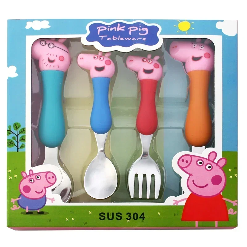 Peppa-Pig-Tableware-Fork-Spoon-Action-Doll-Toy-George-Pig-Dad-Mom ...