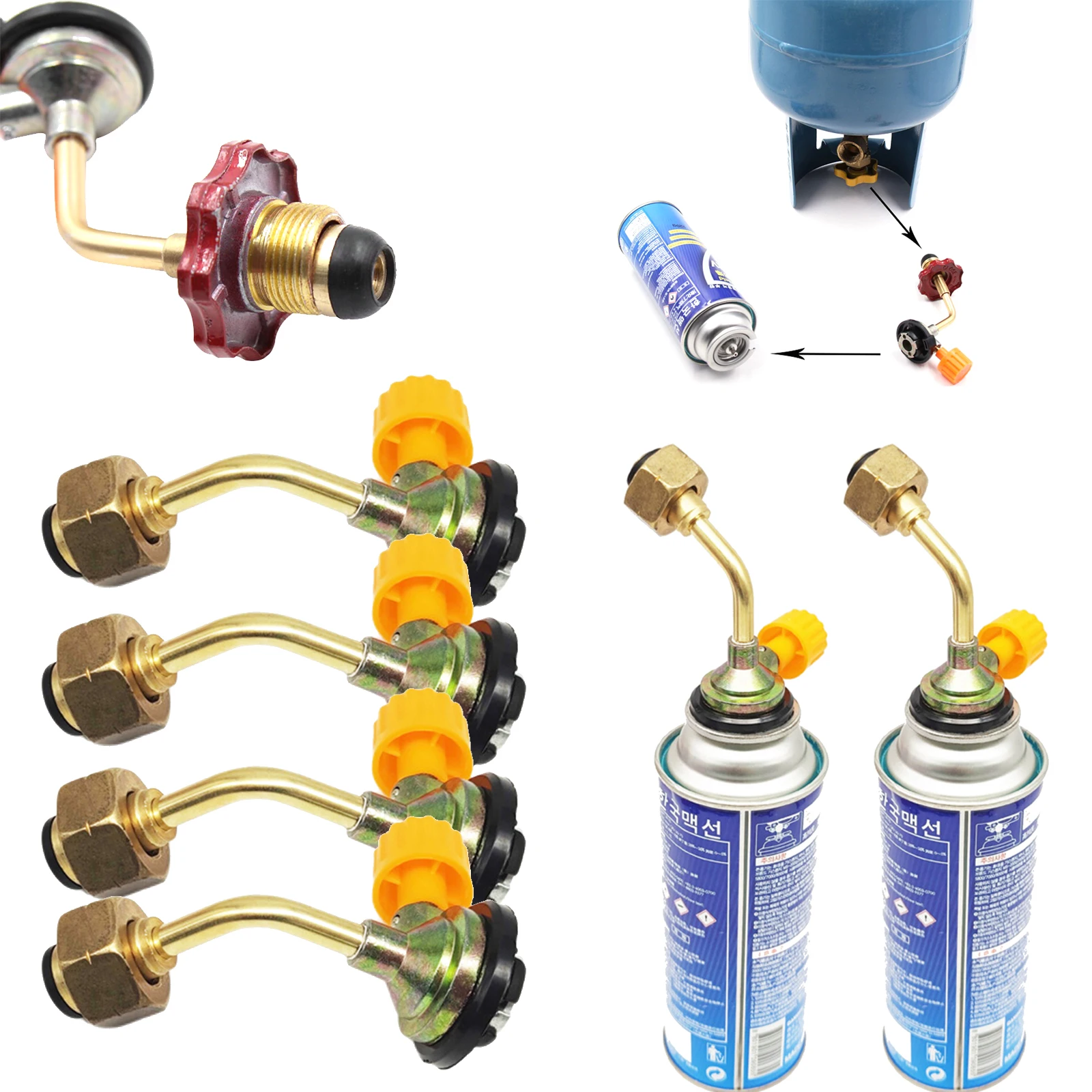 Gas Butane Cylinder Tank Charging Valve Refill Direct Connector Adapter ...