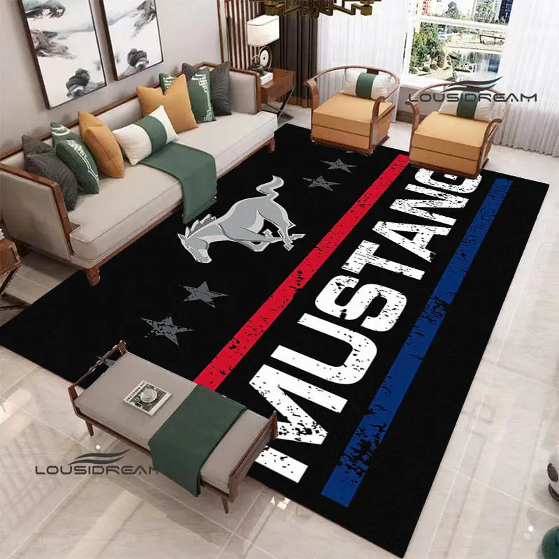 Mustang car logo printed carpet non slip carpet area rug bedroom decor ...