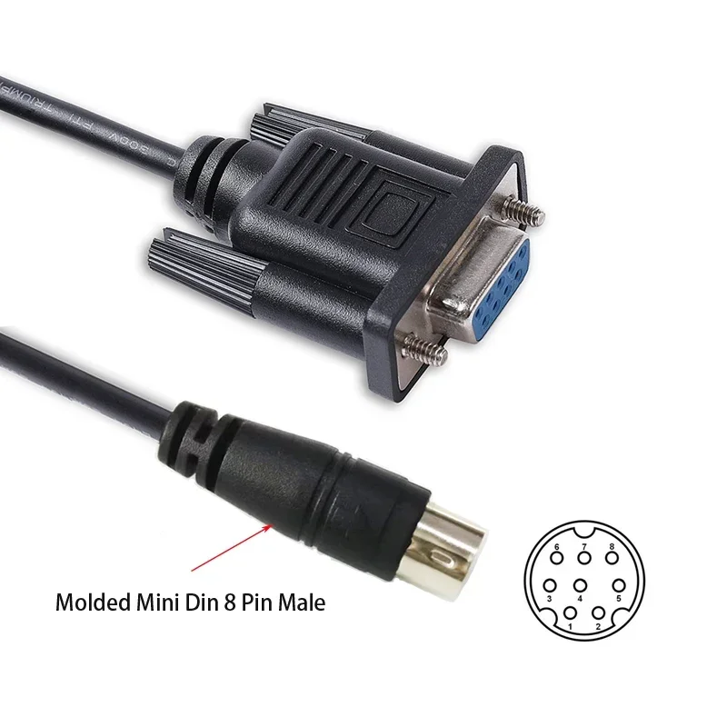DB9 Female to 8 pin Mini Din VISCA RS232 Serial Cable for Connecting ...